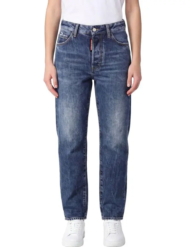 Dsquared2 Boston Mid-rise Straight-leg Jeans In Pure Cotton Denim - Navy