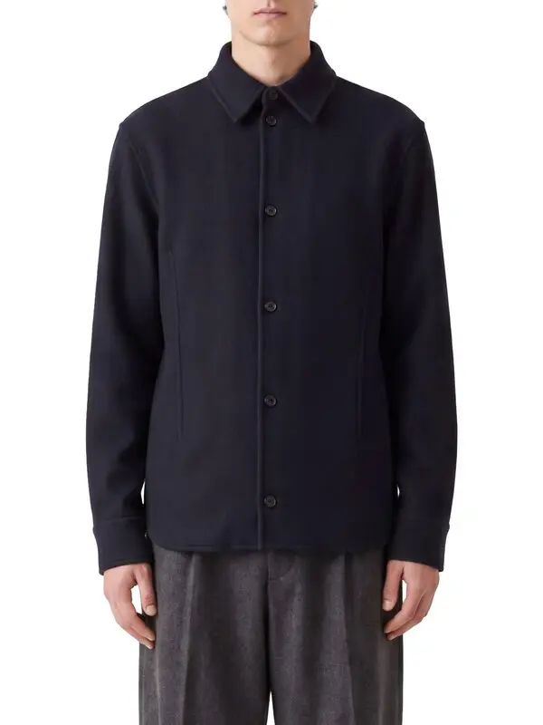 JIL SANDER Pure Wool Shirt Jacket - Blue