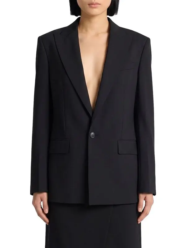 Dsquared2 Cropped Single-breasted Wool Blend Blazer With Cut-out Details - Black