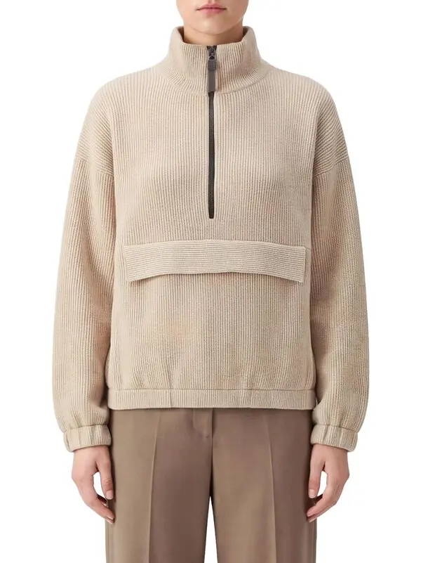 Brunello Cucinelli Pure Cashmere Half-zip Turtleneck Jumper - Camel