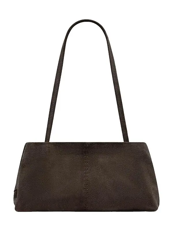 ST. AGNI Origami Medium Suede Shoulder Bag - Coffee