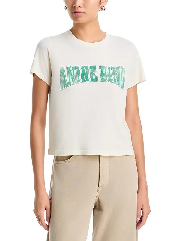 ANINE BING Shelley Cotton Logo Tee - Ecru