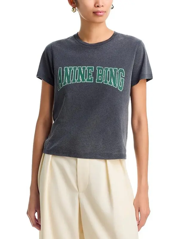 ANINE BING Cotton Logo Tee - Black