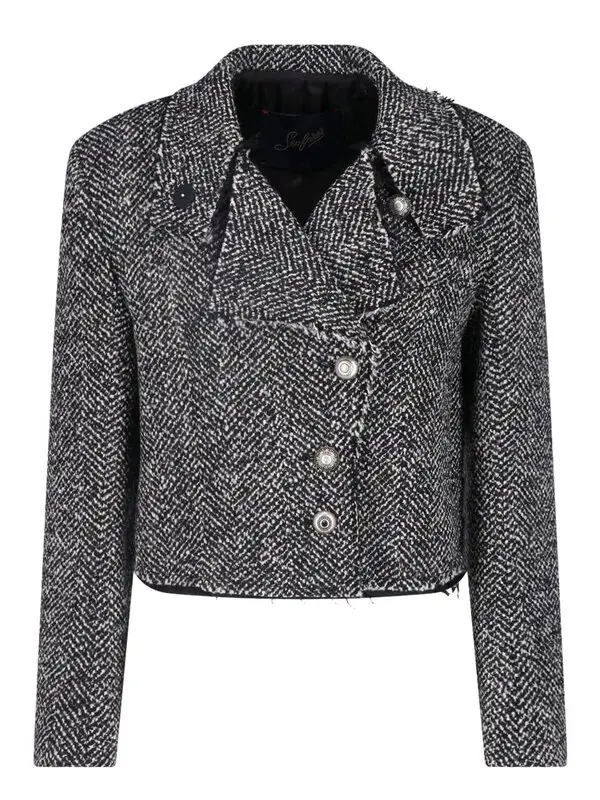 Seafarer Cropped Tweed Jacket - Black