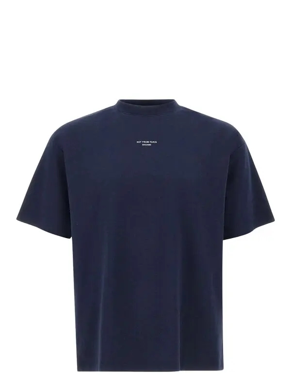 Drole De Monsieur Cotton Crewneck Graphic T-shirt - Navy