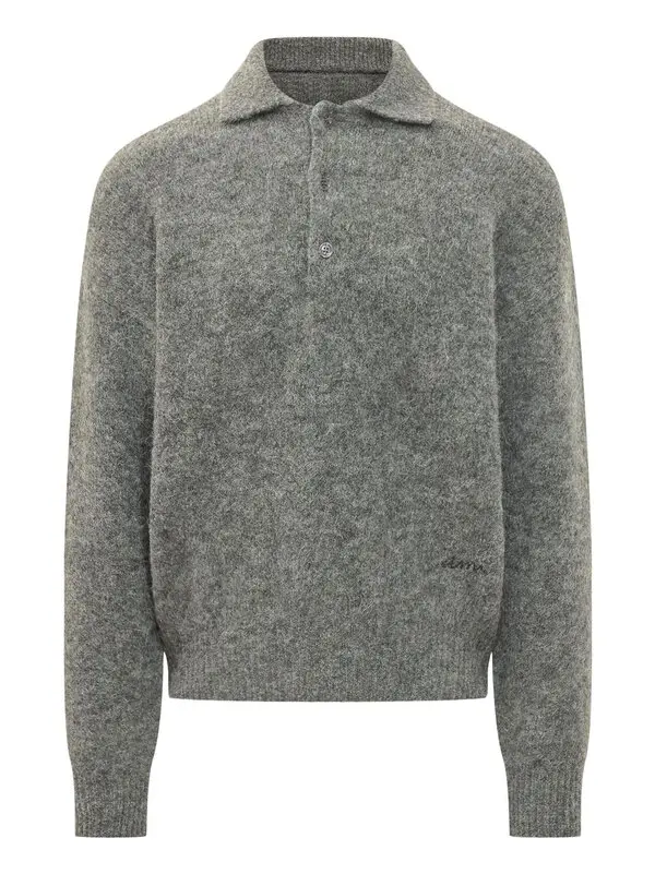 AMI Paris Polo Sweater Knit - Gris Carbone