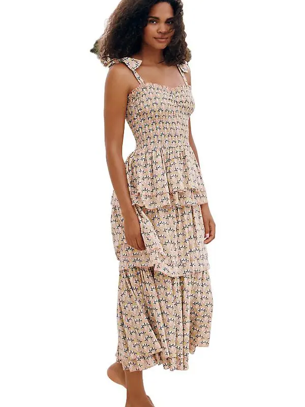 RO'S GARDEN Spencer Midi Dress - Pink Pattern