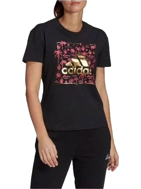 Adidas Big Logo Foil Graphic T-shirt 'black Red Asia Sizing - Black/red
