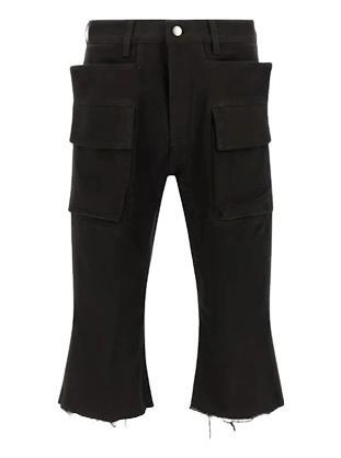 Rick Owens Denim Cargo Bolan Cutoffs Pants - Black