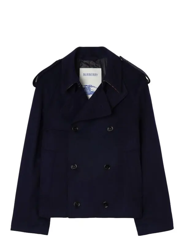 Burberry Cashmere Leadenham Trench Jacket - Navy