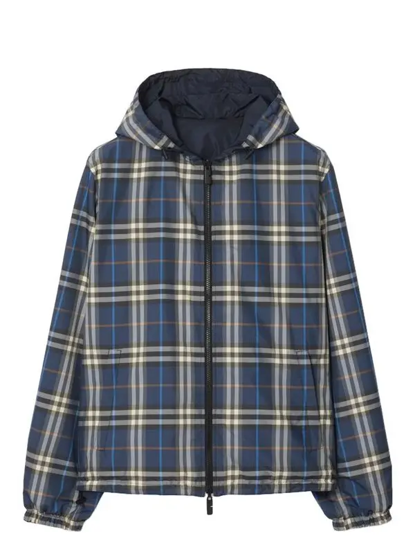 Burberry Reversible Check Newport Hooded Jacket - Pilot Blue