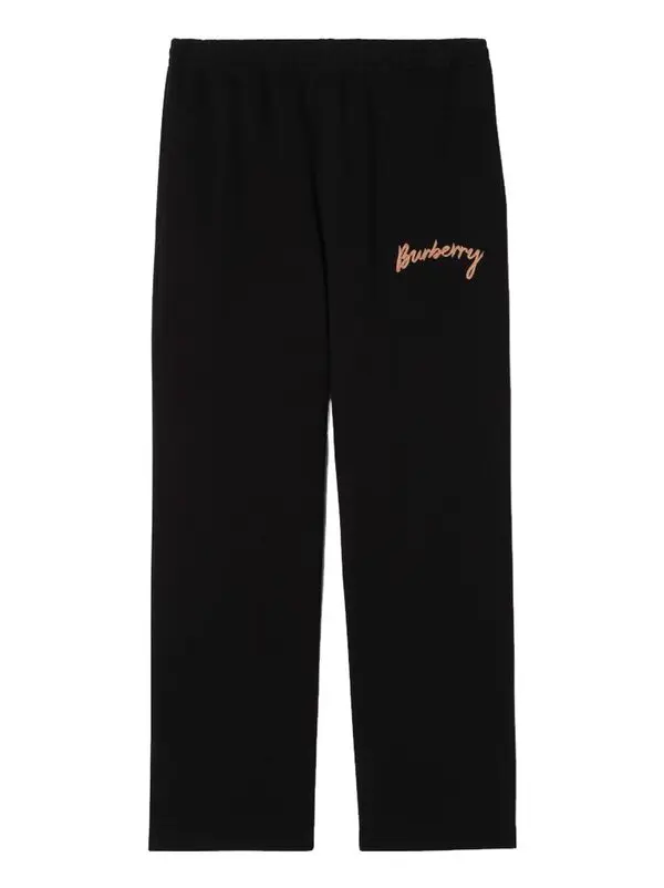 Burberry Logo Cotton Track Pants - Black
