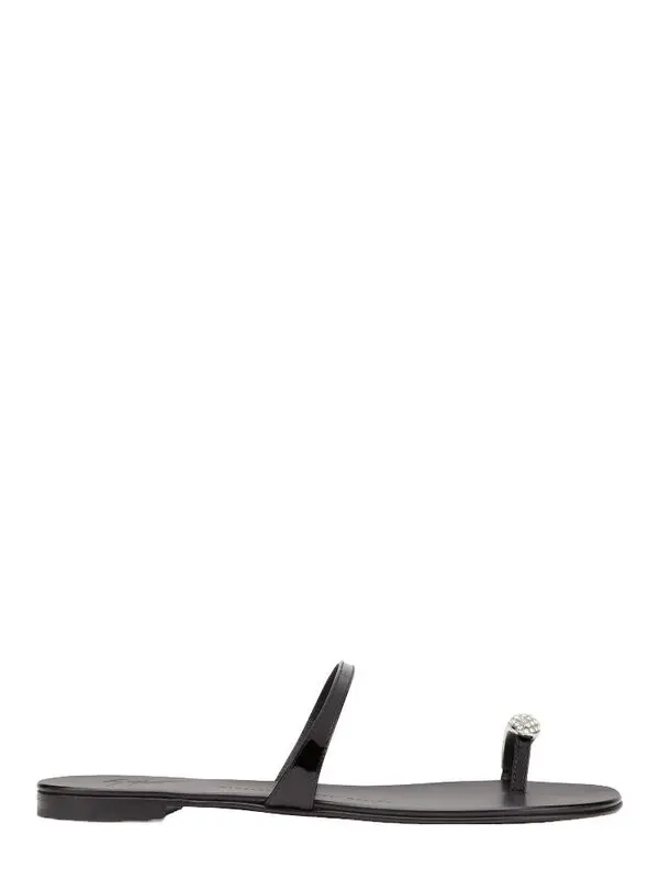 GIUSEPPE ZANOTTI Patent Leather Flat Thong Sandal - Black