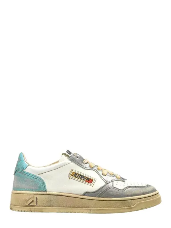 AUTRY Medalist Low Super Vintage Sneakers In Ash And Sea Leather - White