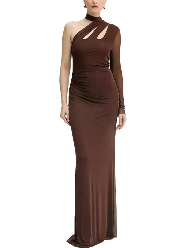 SILVIAN HEACH One-shoulder Cutout-detail Dress - Brown