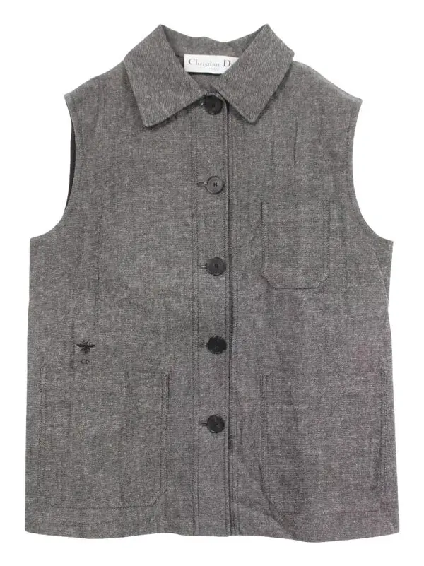 Dior Bee-embroidered Sleeveless Shirt - Grey