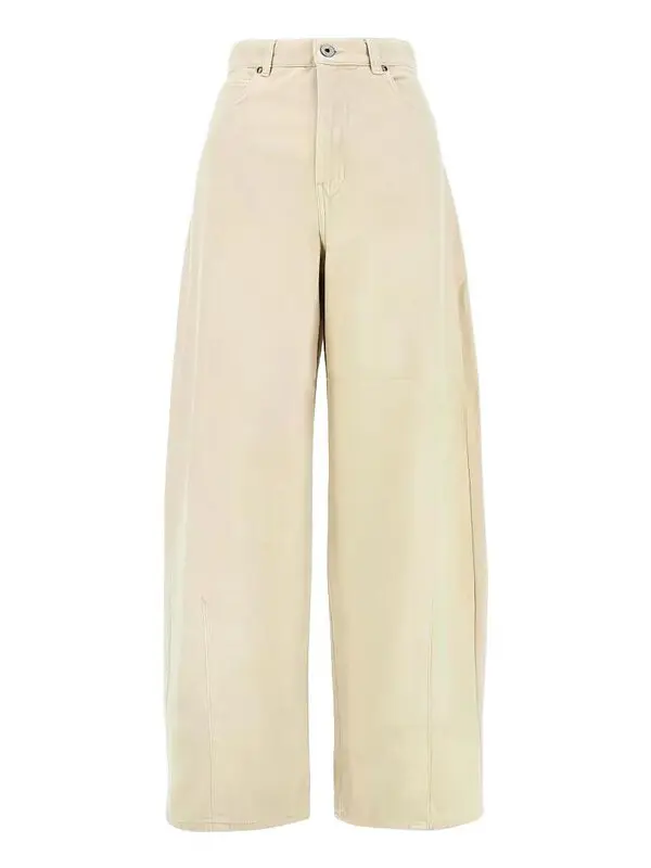 Max Mara Cotton Drill Trousers Ivory - Neutrals