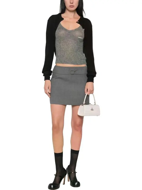 SHUSHU/TONG Bow-detail Low-waist Mini Skirt - Grey
