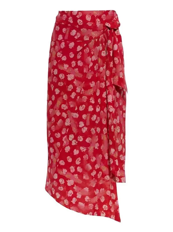Isabel Marant Étoile Faniry Floral-print Silk Skirt - Red