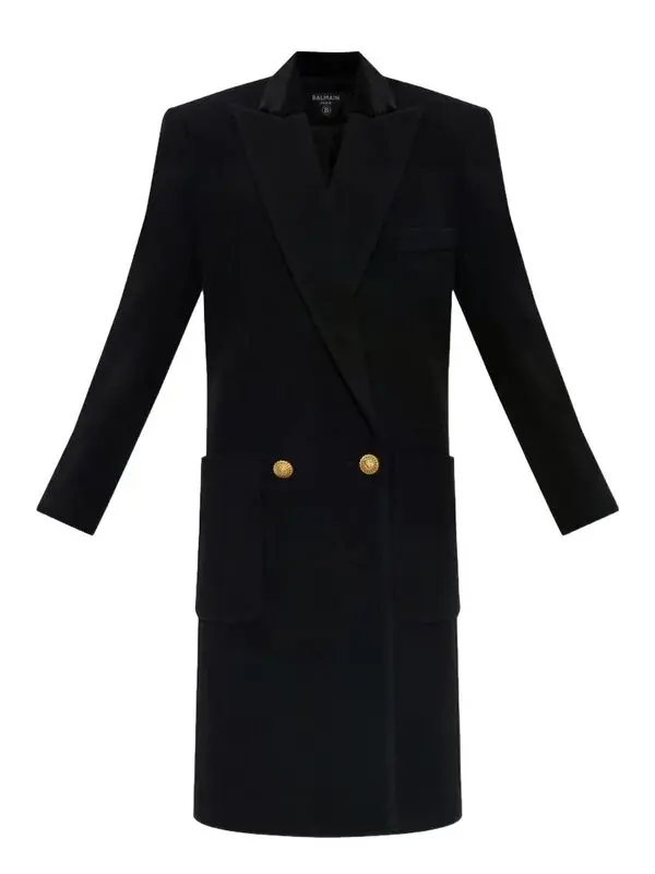 Balmain Double-breasted Wool Coat - Black