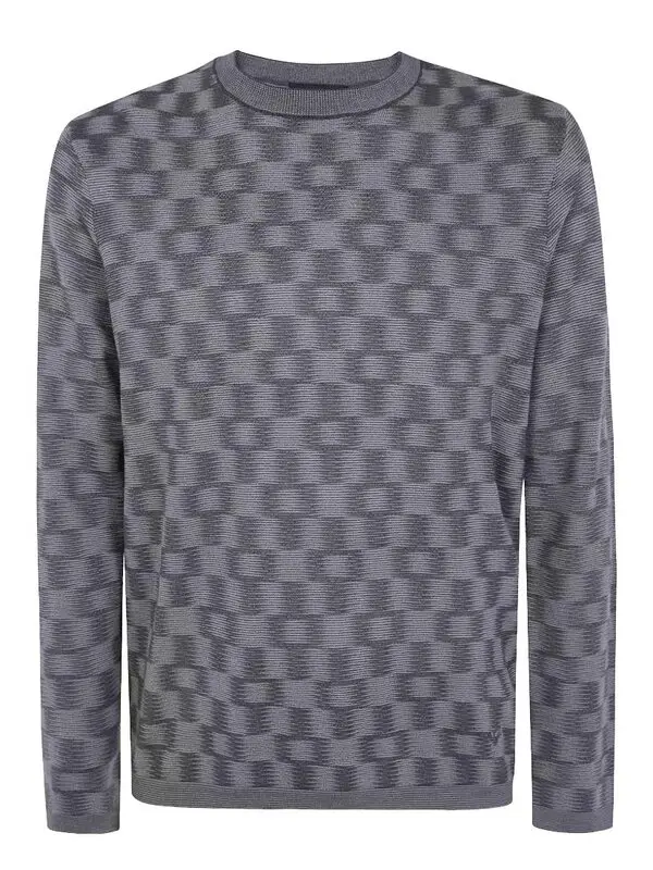Emporio Armani Pattern-knit Virgin-wool Jumper Signature Capsule - Grey