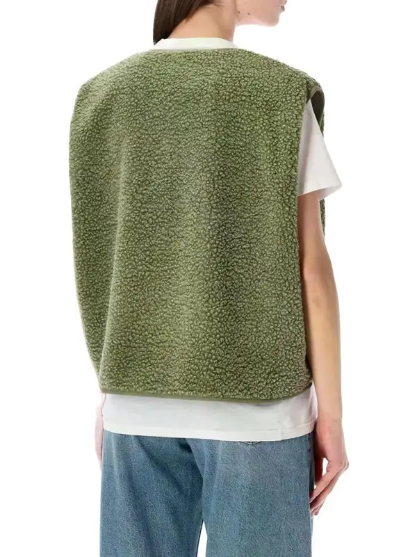 American Vintage Hoktown Fleece-texture Logo-patch Gilet - Green