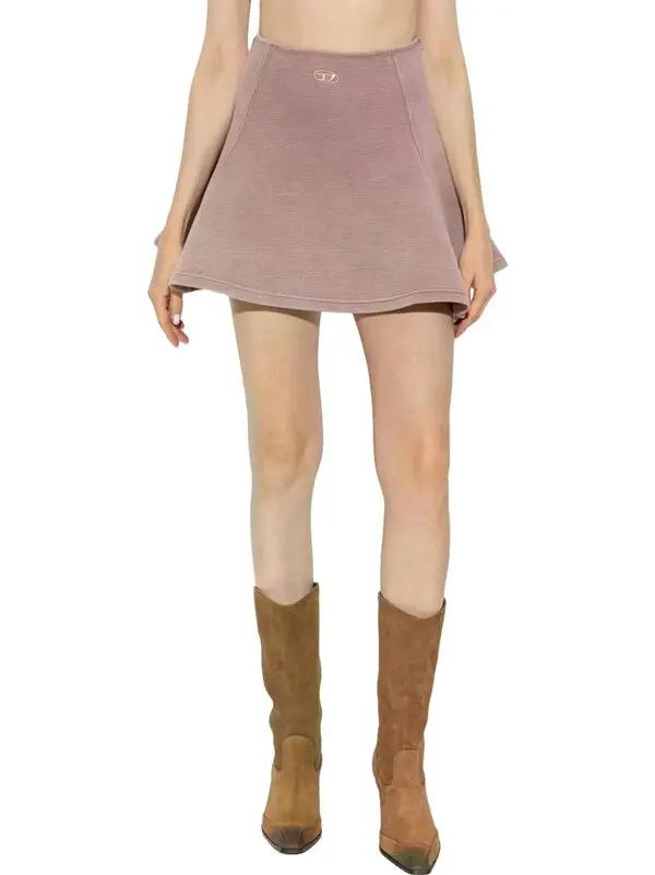 DIESEL® Logo-embroidered Flared Skirt - Pink
