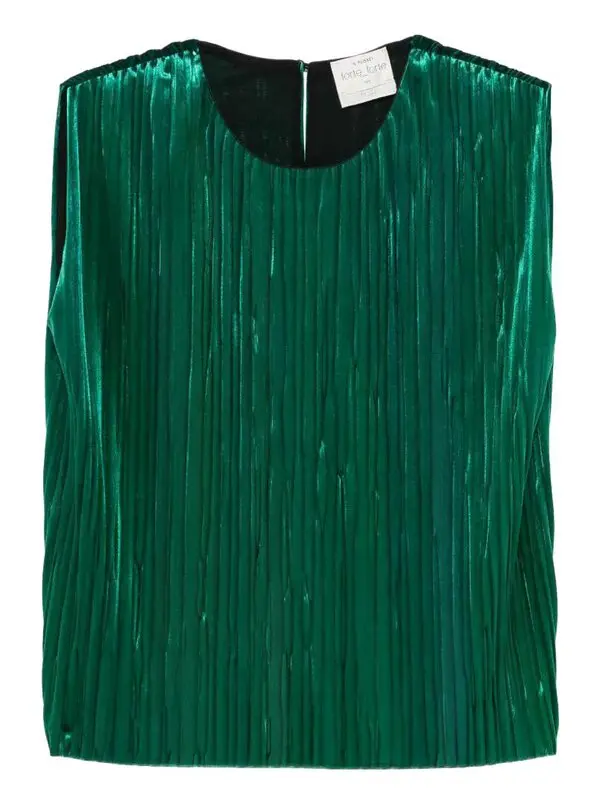 FORTE_FORTE Plissé-effect Sleeveless Blouse - Green