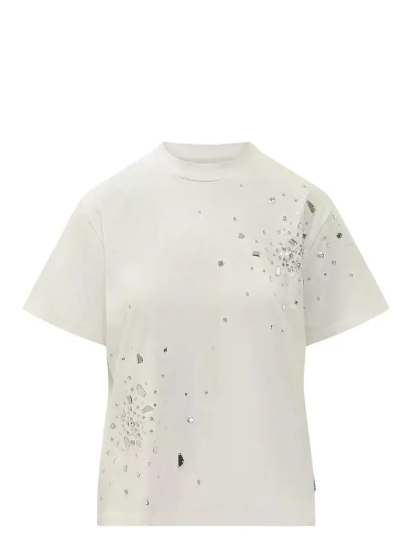 DES_PHEMMES Crystal-embellished T-shirt - Neutrals