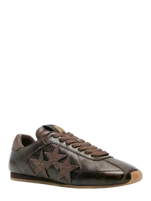 Amiri Python-effect Star-patch Sneakers - Brown