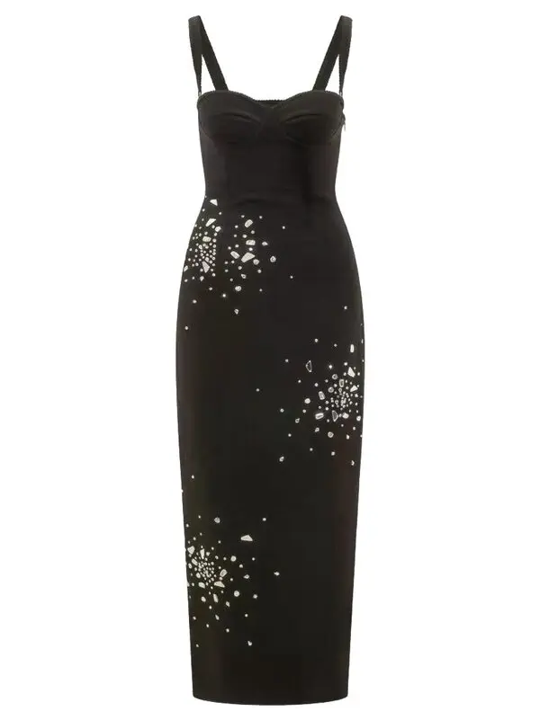 DES_PHEMMES Embellished Bustier Midi Dress - Black