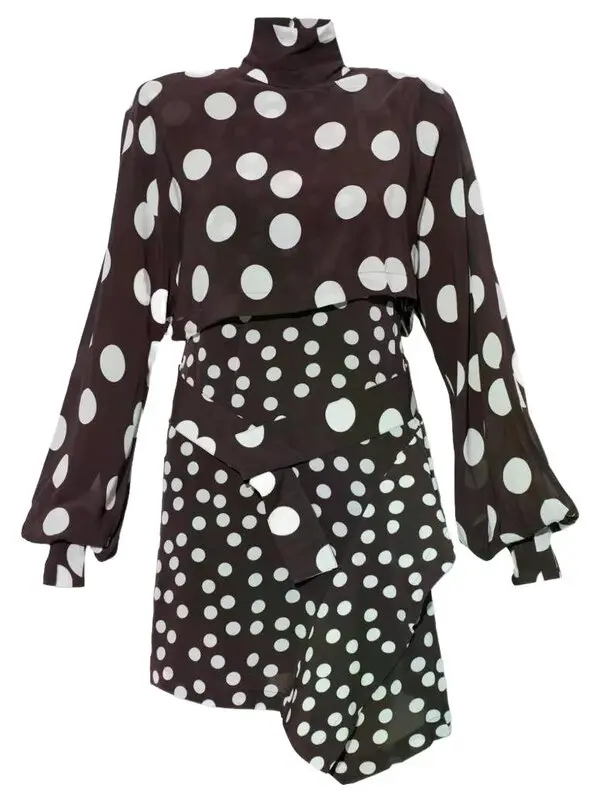 IRO PARIS Damelia Polka-dot Asymmetric Mini Dress - Brown