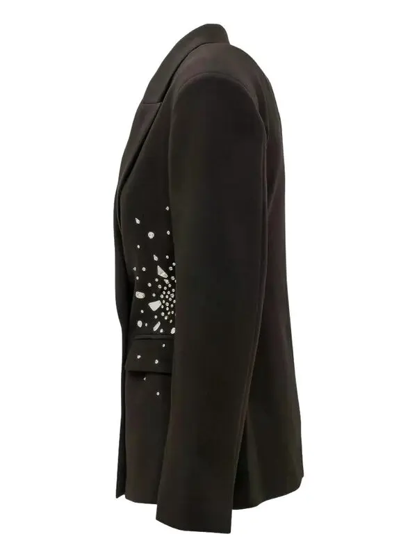 DES_PHEMMES Crystal-embellished Double-breasted Blazer - Black