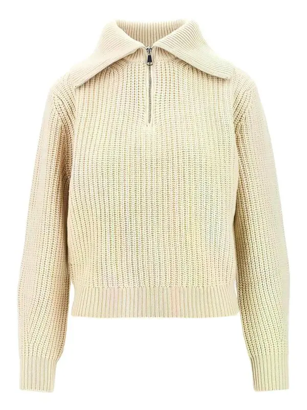 Max Mara Wool Zip-up Roll-neck Jumper - Neutrals