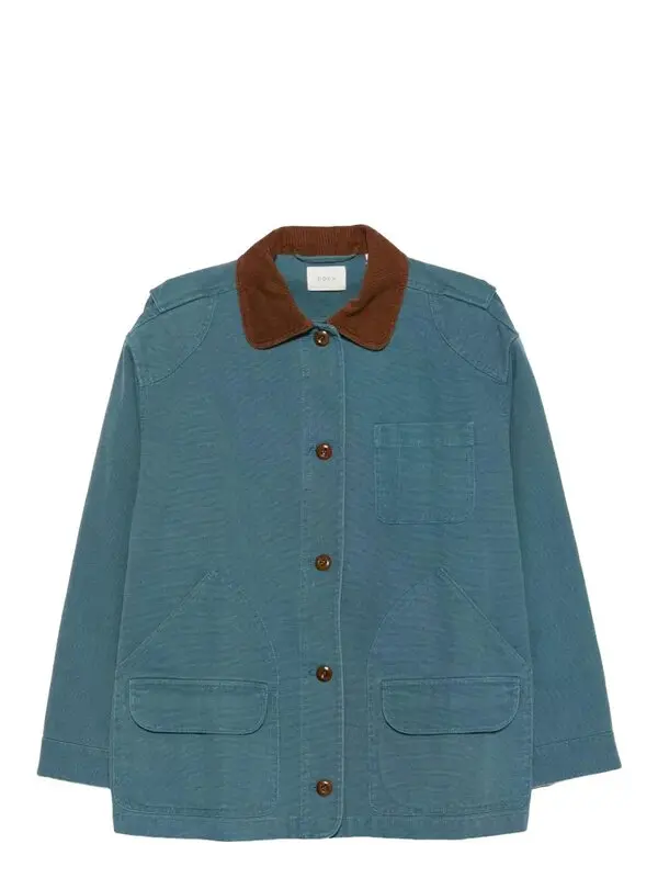 DÔEN Pascual Contrast-collar Jacket - Blue