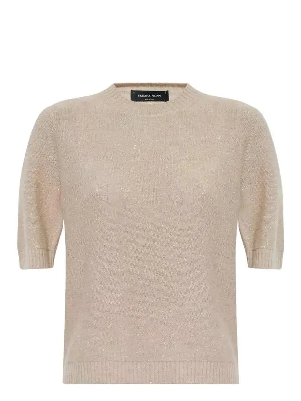 Fabiana Filippi Sequin-embellished Short-sleeve Sweater - Neutrals