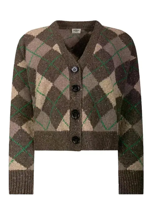 Max Mara Argyle-knit Button-up Cardigan - Brown