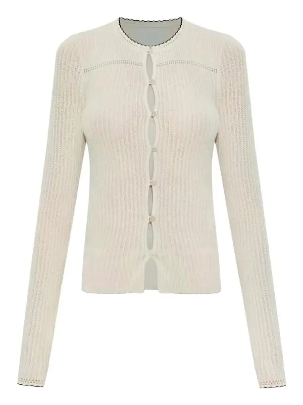 Isabel Marant Étoile Siofra Pointelle Knit Cardigan - Neutrals