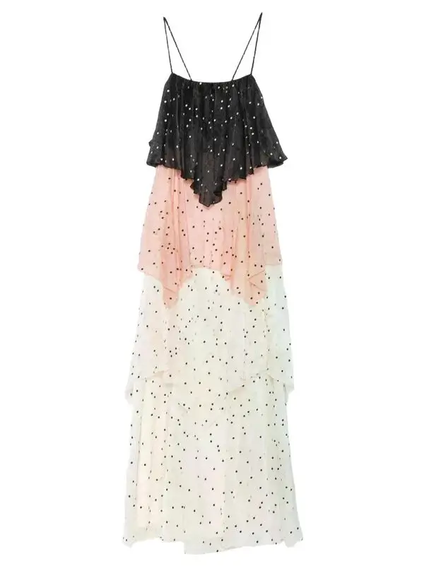 Aje Songstress Polka-dot Ruffled Gown - Neutrals