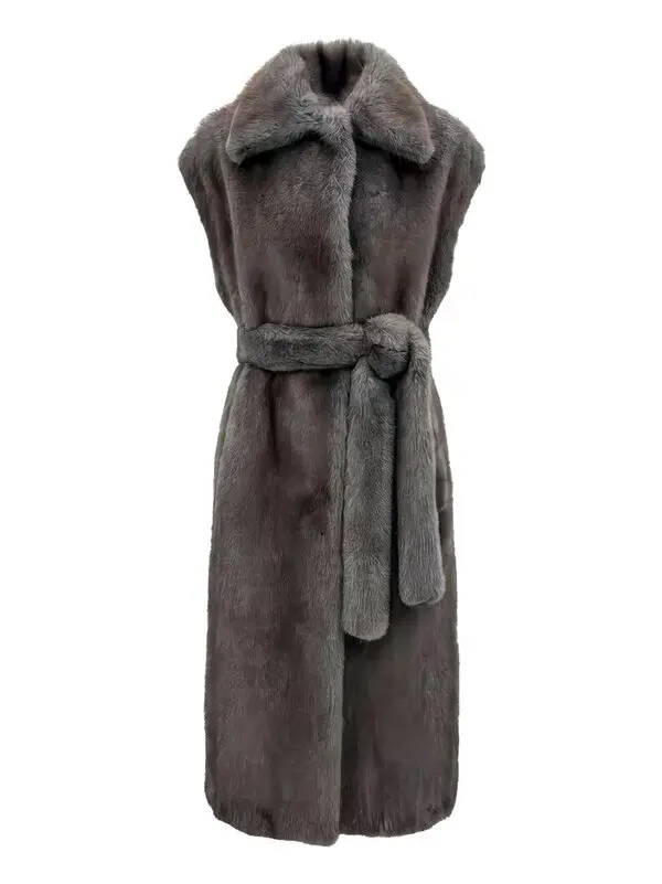 VALENTINI 1972 Belted Sleeveless Coat - Grey