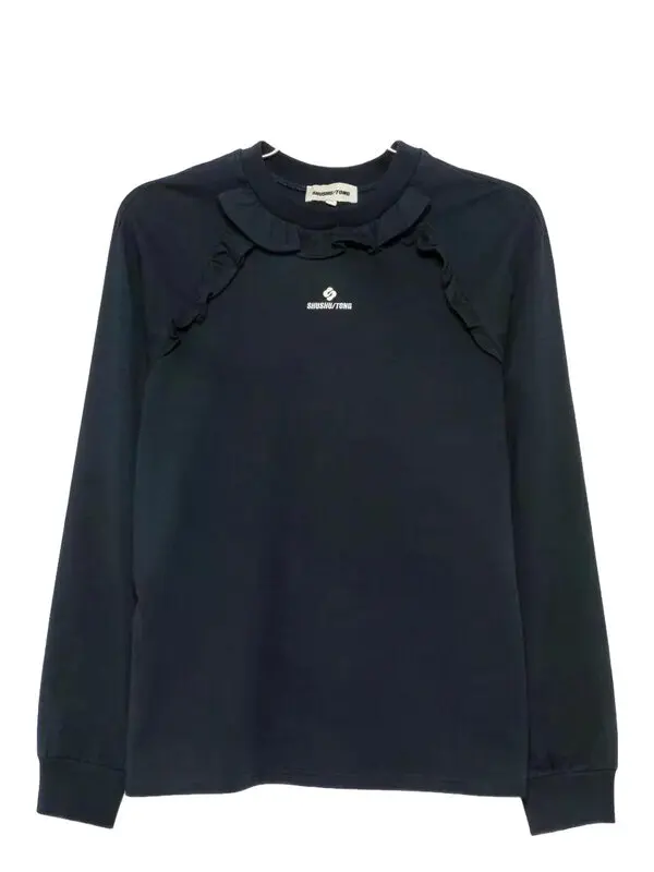 SHUSHU/TONG Ruffle-trimmed Long-sleeve T-shirt - Blue