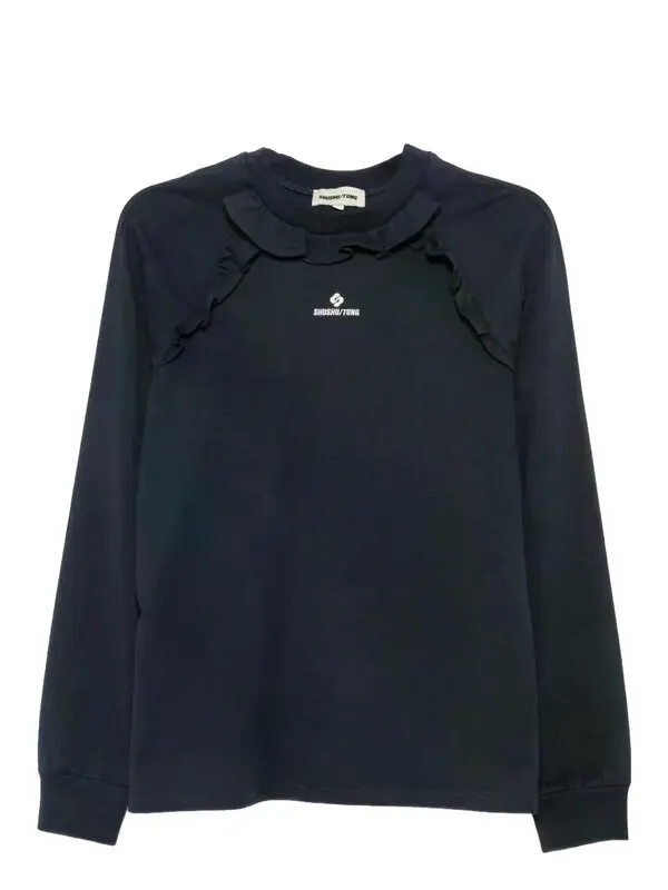 SHUSHU/TONG Ruffle-trimmed Long-sleeve T-shirt - Blue