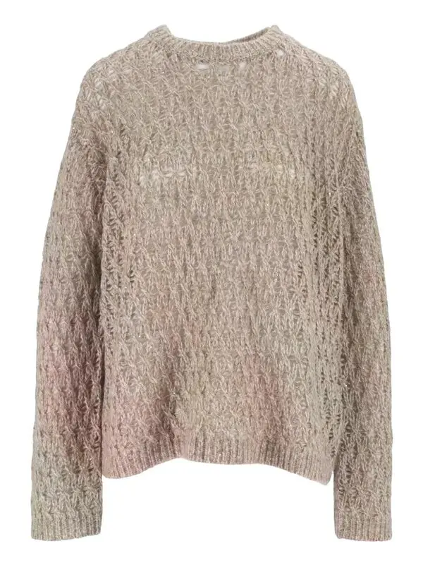 ELEH Open-knit Crew Neck Sweater - Neutrals