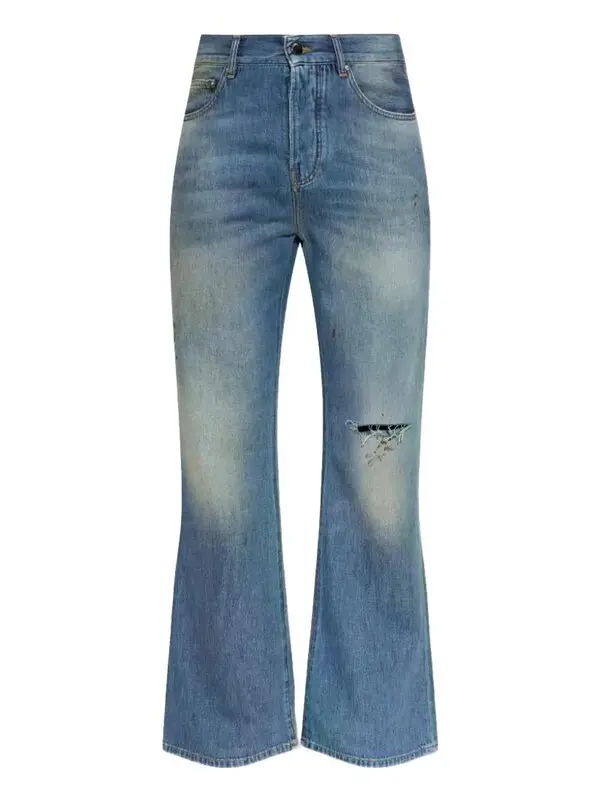 Amiri Distressed Paint-splatter Jeans - Blue