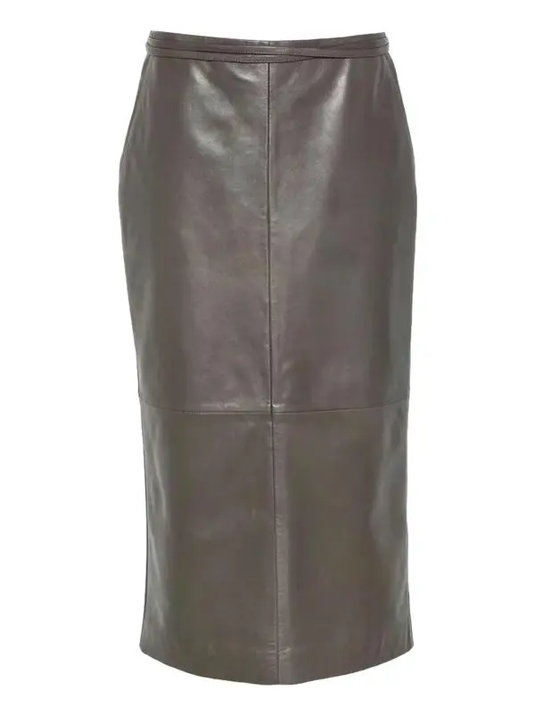 Alberta Ferretti Leather Panelled Skirt - Grey