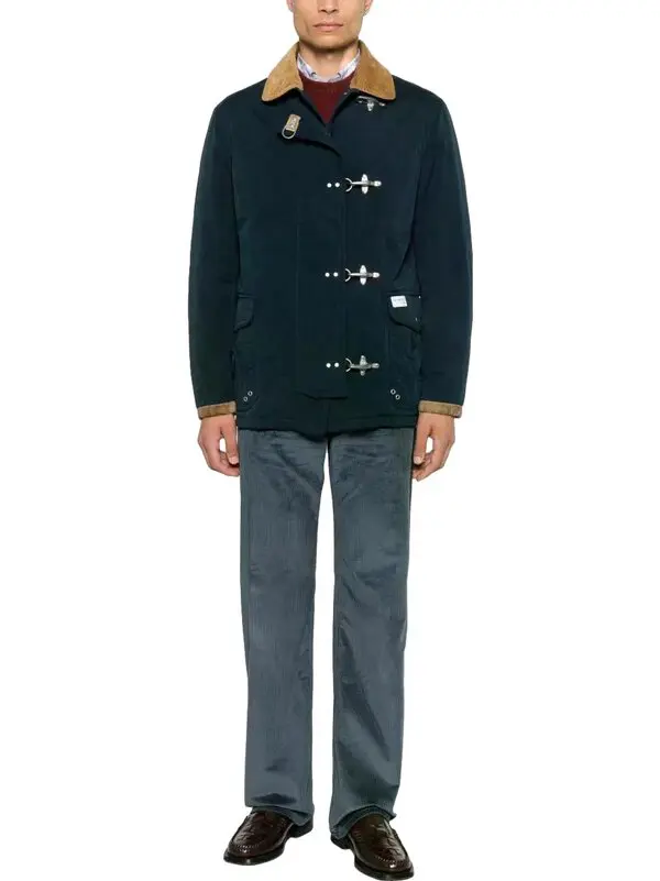 FAY Lobster-clasp Corduroy-collar Jacket - Blue