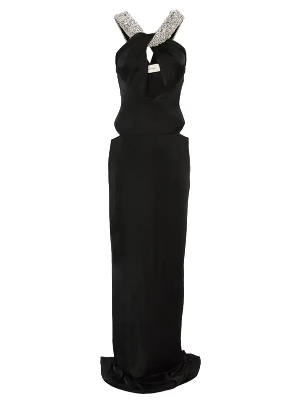 THE NEW ARRIVALS ILKYAZ OZEL Rio Crystal-embellished Cutout Maxi Dress - Black