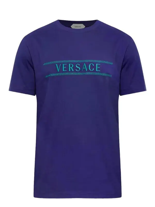Versace Logo-embroidered T-shirt - Blue