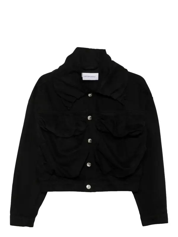 Viktor & Rolf Draped-detail Denim Jacket - Black