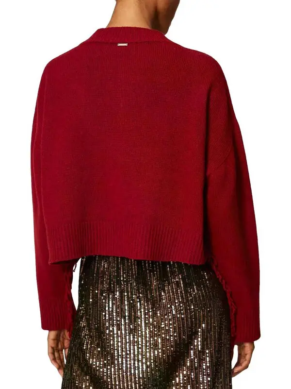 TWINSET Wool Blend Jumper With Fringes - Red